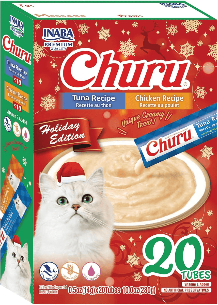 INABA Churu Holiday Edition Tuna & Chicken Cat Treats Variety Box (20 ...