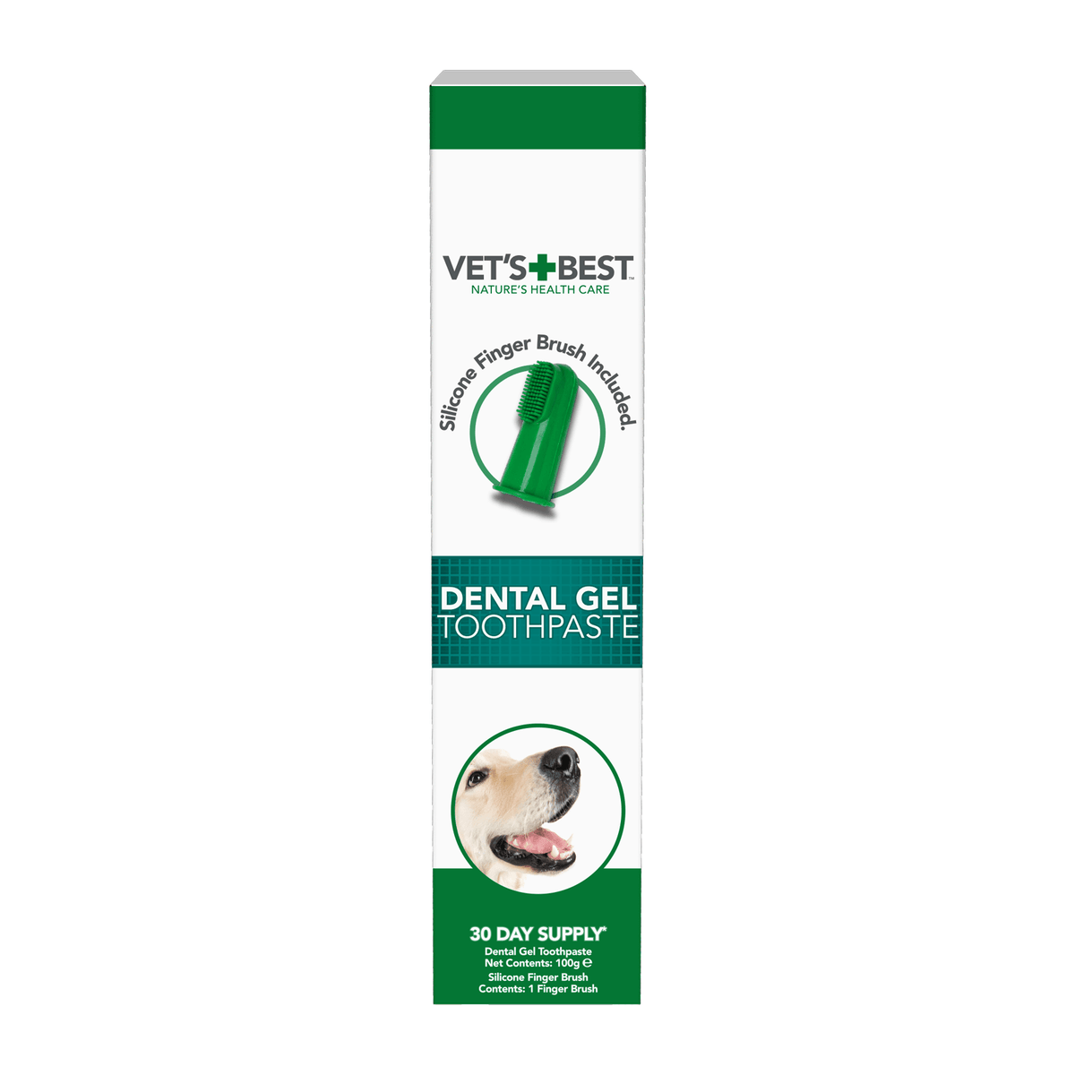 VET'S BEST Dental Gel Toothpaste for Dogs (Finger Brush Included) 100g ...